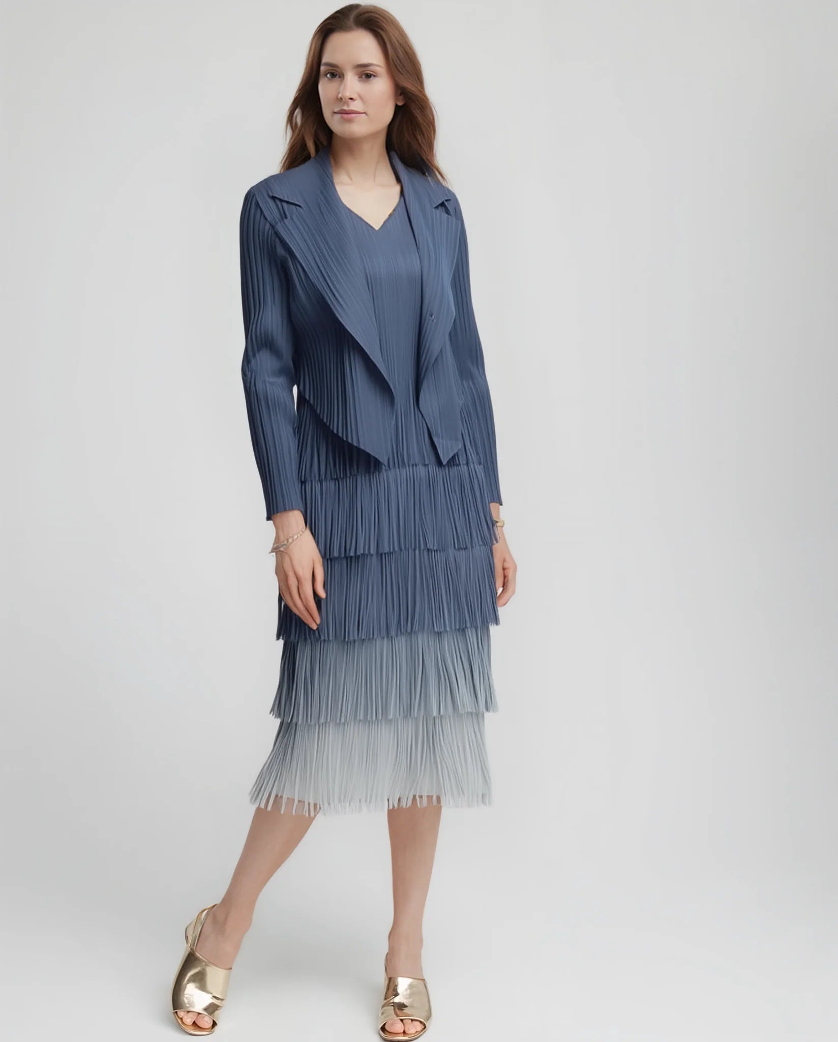 Pleating with fringe Dress set - Ombre effect (Assorted Colors) – Girls ...